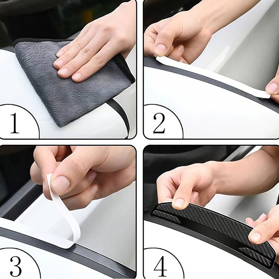 2x Carbon Fiber Black Mirror Rain Visor Guard Trim For Car Exterior ...