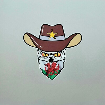 Wales Welsh Dragon Flag Cowboy Hat Skull Vinyl Sticker Decal For Car ...