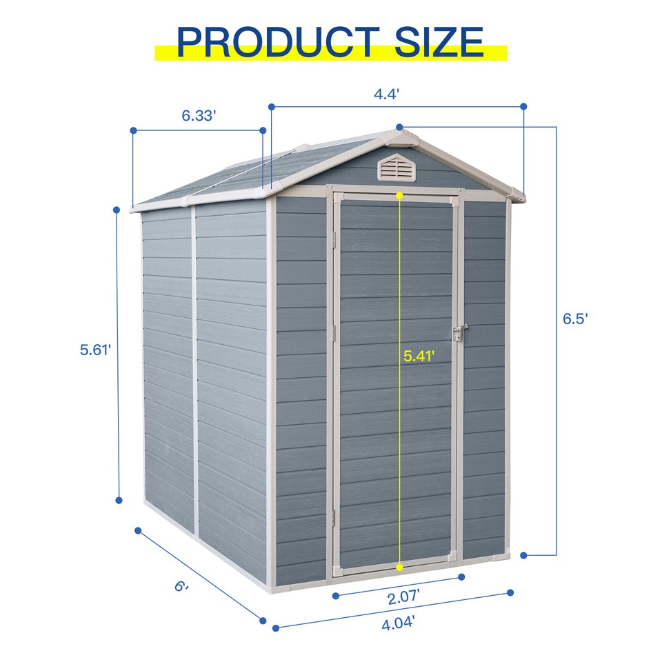 Resin Outdoor Storage Shed All-Weather Plastic Storage Shed with Window ...