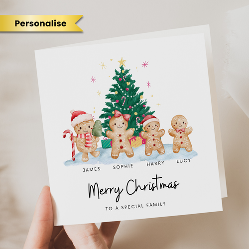 Personalised Family Christmas Card Gingerbread Man Family Christmas ...