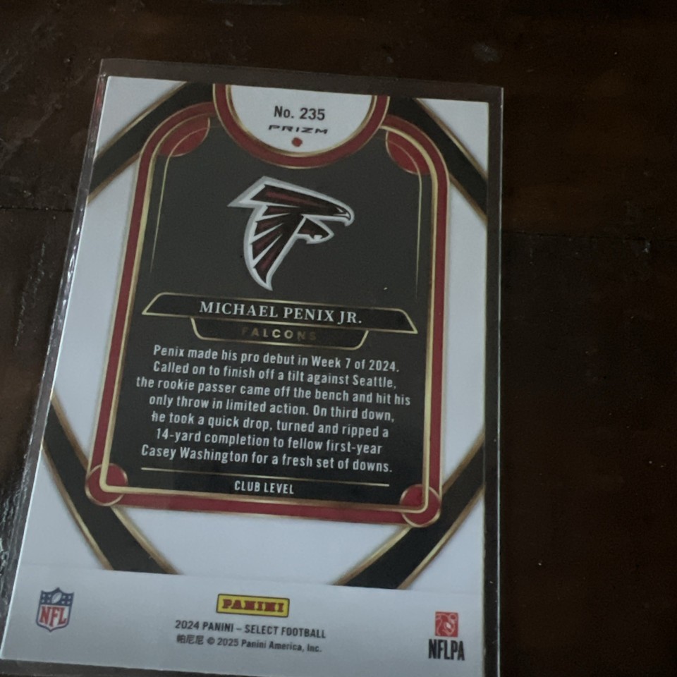 2024 Select Club Level Zebra Michael Penix Jr 235 Rookie | eBay