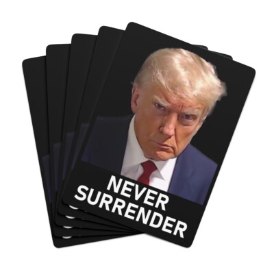 Trump Mugshot Never Surrender Playing Cards Poker Cards Play to Win | eBay