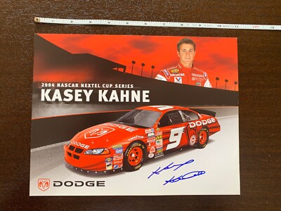 2004 Kasey Kahne signed NASCAR PHOTO HERO CARD Dodge Dealers Intrepid ...