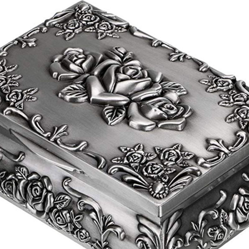 Vividly Stero Rose Trinket Box Alloy Tin Jewelry Box with Lids for ...