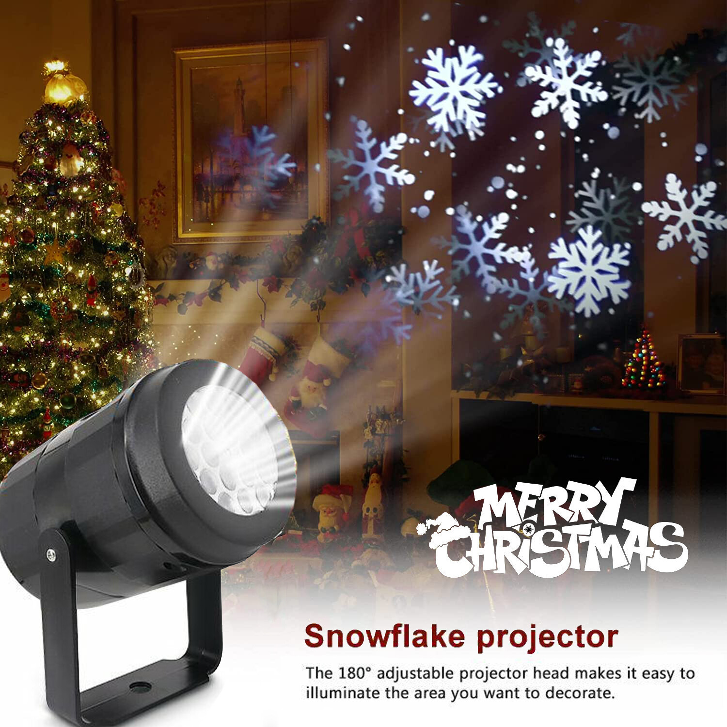 Christmas Snowflake Projector Laser Light LED Snowfall Landscape Xmas ...