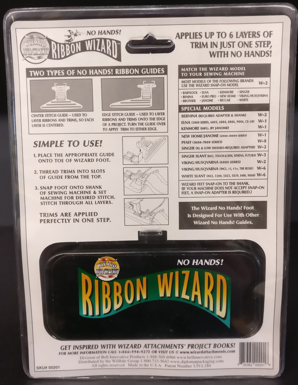 W1 Bonfit Wizard Sewing Machine Attachments Ribbon Guides Metal Foot ...