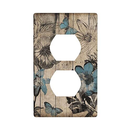 Blue Wood Floral Outlet Light Switch Cover Decorative Plastic Switch ...