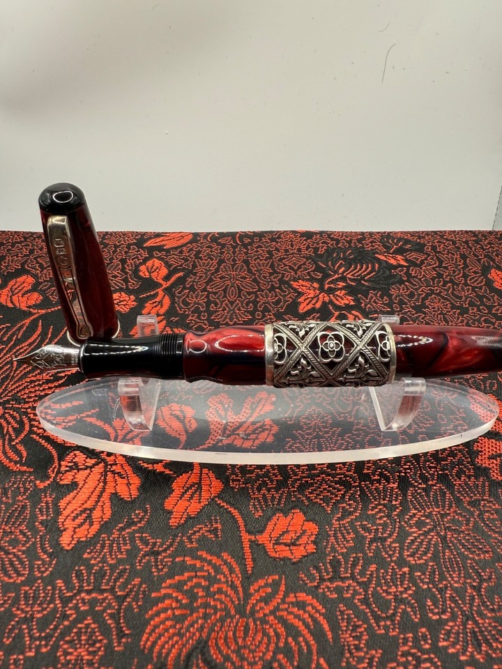 CURTIS SPECIAL LUXURY SCARLET SILK REGAL SILVER FOUNTAIN PEN RED | eBay