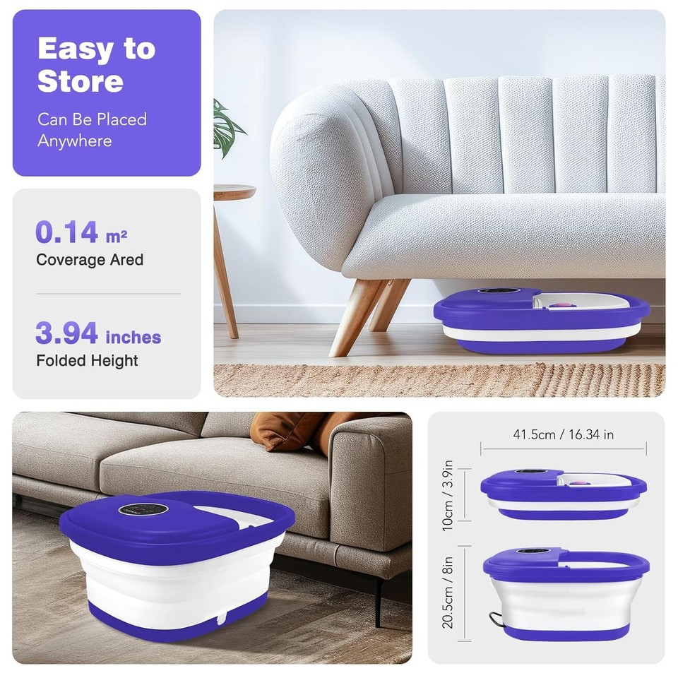 Folding Foot Spa Bath Massager with Heat, Pedicure Foot Bath Tub Basin ...