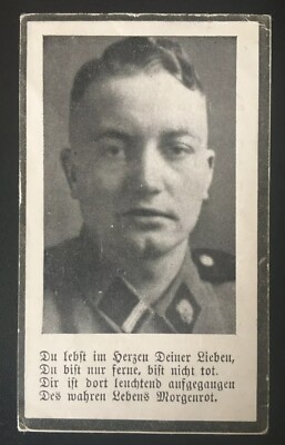 WWII German Waffen SS Elite Death Card Photo KIA May 1940 Sterbe Bild 2 ...