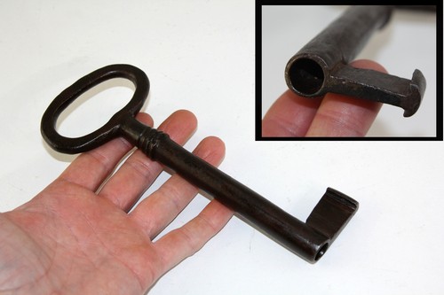 Huge 1800s Forged Castle Trunk Gothic Iron Gate Skeleton Barrel Key ...