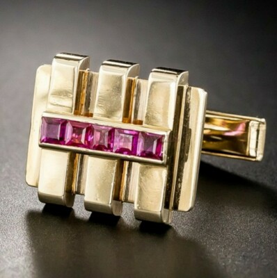 Heated Ruby Gemstone with 18k Gold Plated Silver 1 Pair Cufflink #2568 ...