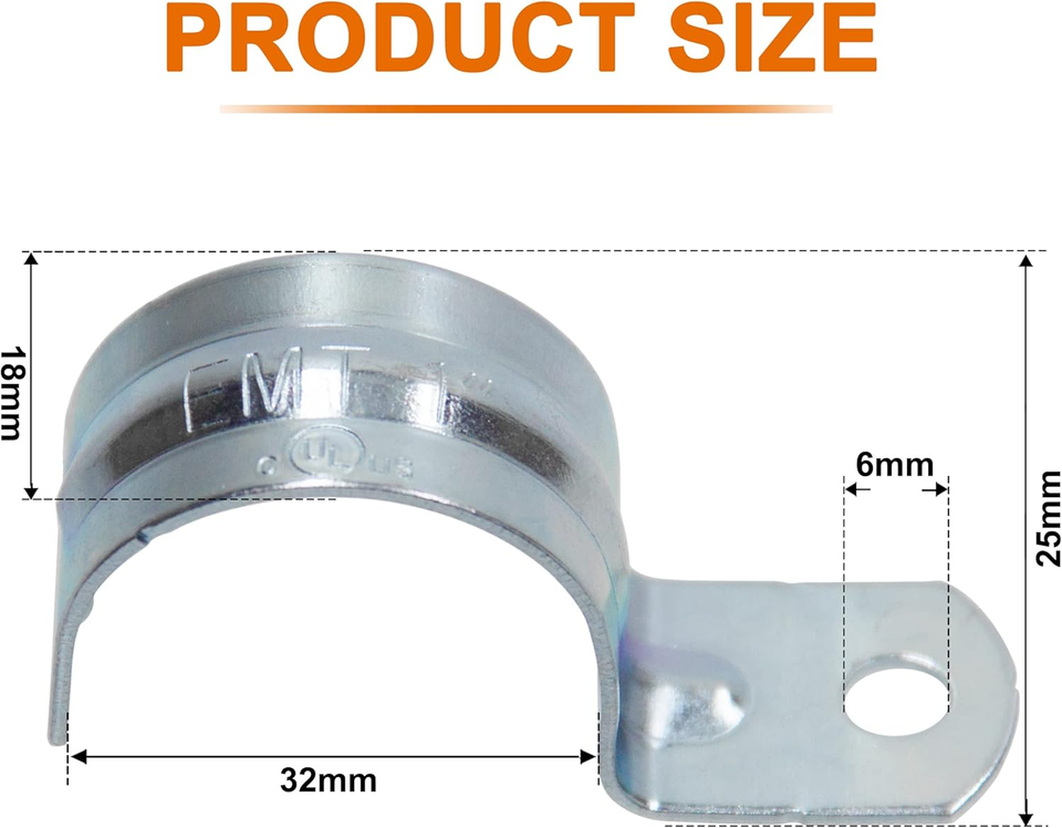 ISPINNER 25Pcs 1 Inch Zinc Plated Steel EMT Pipe Straps with 1 Hole for ...