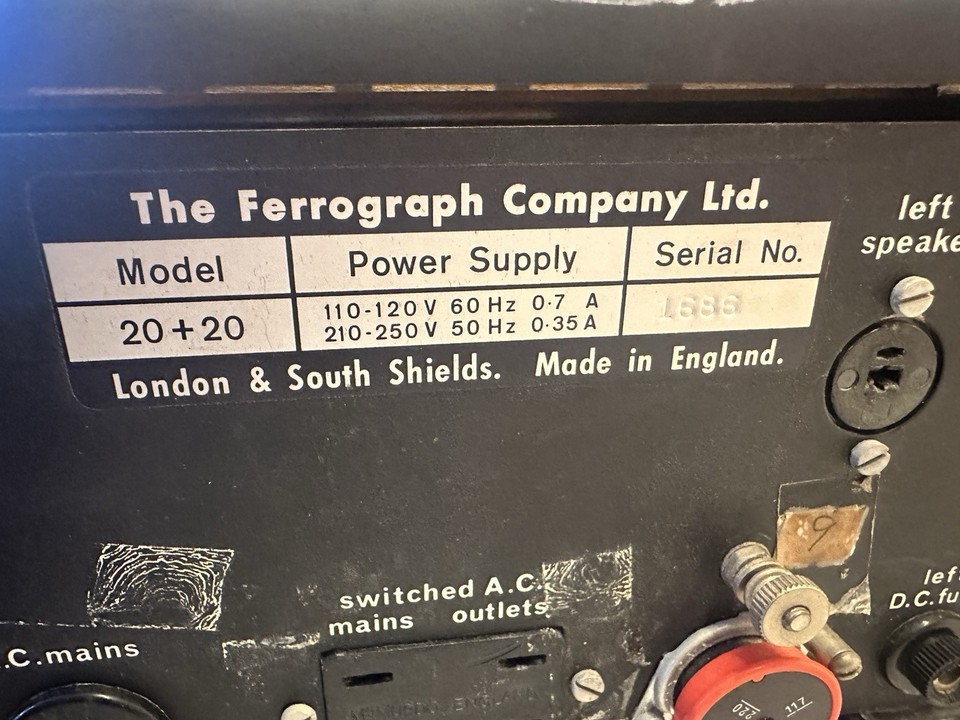 1968-1974 Vintage Ferrograph Amplifier 20+20-78 (F307) Made In England ...