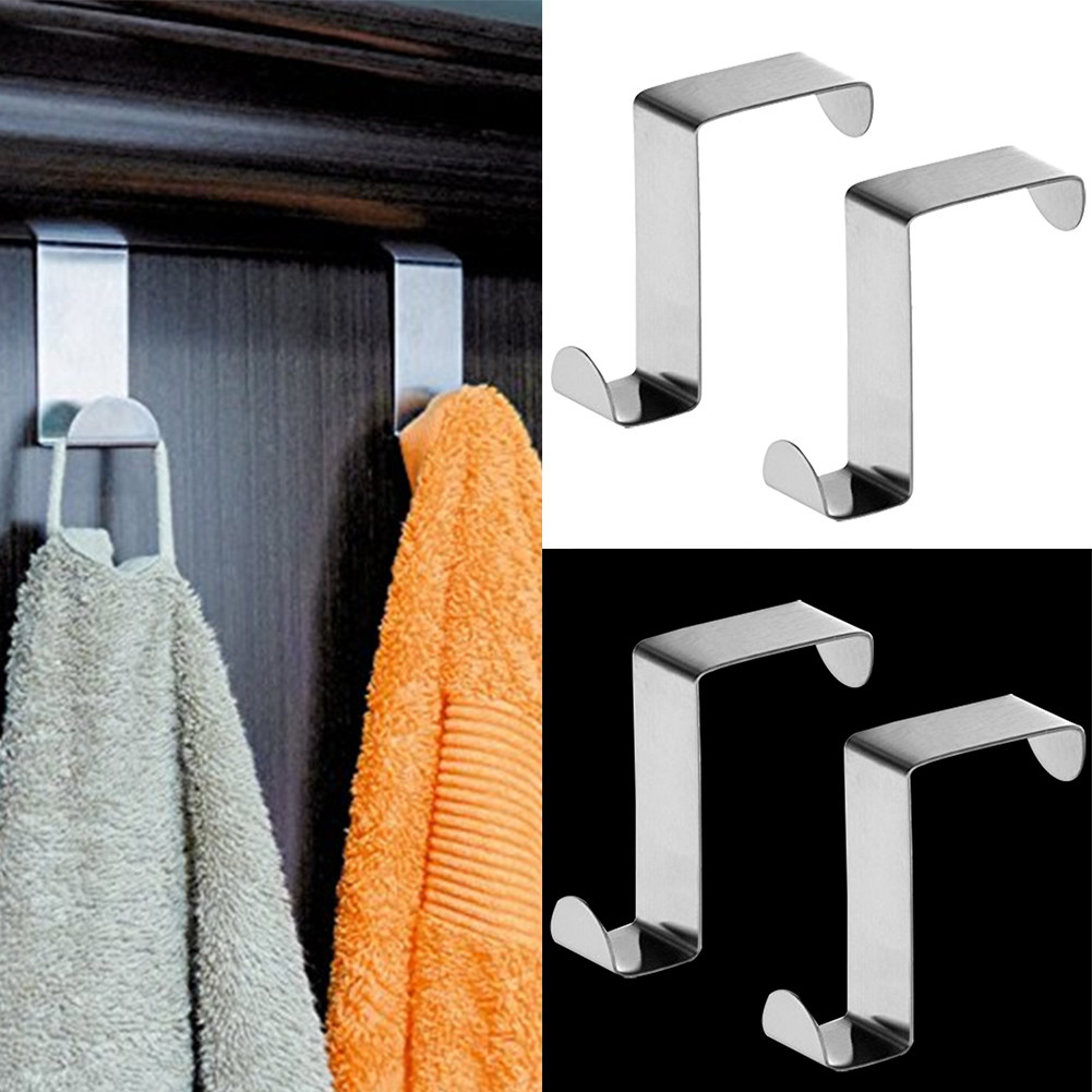 2-10PC Stainless Steel Hooks Kitchen Cabinet Over The Door Clothes ...