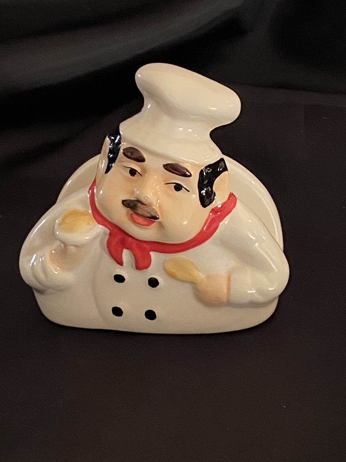 Vintage Porcelain “Chef” Napkin Holder - Holding a Spoon & Bread ...