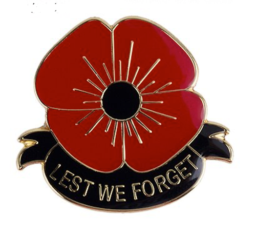 ANZAC Poppy Flower Gold Toned Enamel Metal Pin Brooch Badge Lapel Lest ...