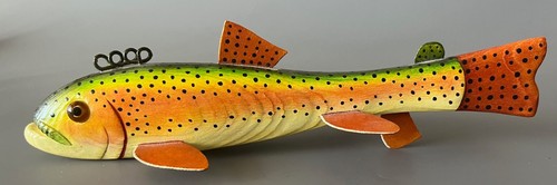 VINTAGE ~ RICH BROOKS ~ TROUT ~ ICE FISH SPEARING DECOY ~ FOLK ART ...