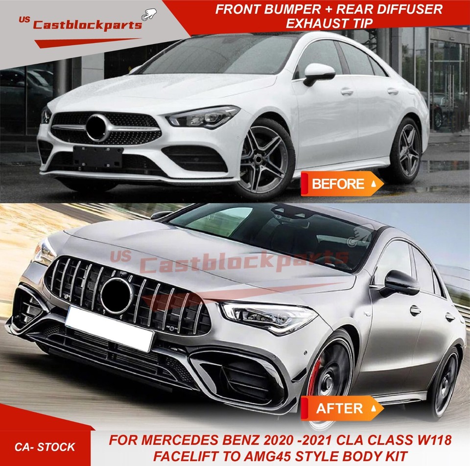 For 2020+ Mercedes Benz CLA Class W118 Facelift Amg45 Front Bumper Rear ...