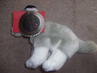 FAO Schwarz Siberian Husky Puppy Dog Plush Stuffed Animal with tags 10 ...