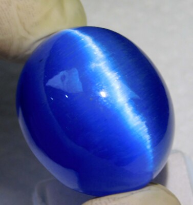 104.45 Ct Natural Chrysoberyl Blue Cats Eye Oval Cabochon Cut Loose ...