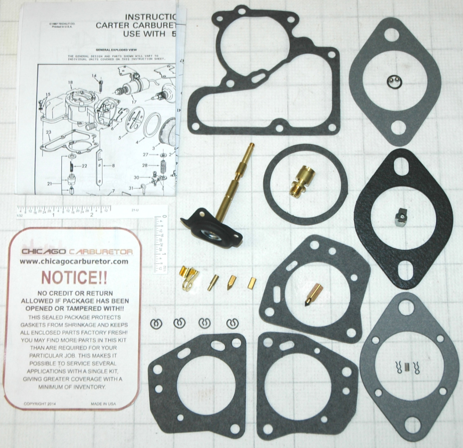 1970-76 CARB KIT CARTER 1 BARREL YF AMC AMERICAN MOTORS 6 CYL ENGINE ...