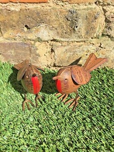 Robin Bird Ornament Garden Lawn Patio Metal Gift Present Statue In ...