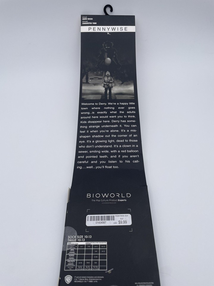 New IT Movie Stephen King Socks Horror Pennywise Size 10-13 Men's ...