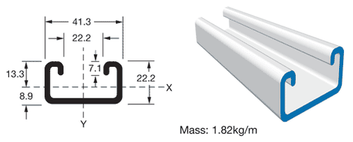 Unistrut Channel 3m Pre-Galvanised 41x21 P3300X3 P3300X3PG Strut Fixing ...