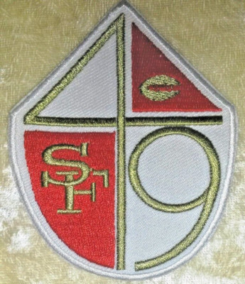 San Francisco 49ers Shield 3.5" Iron On Embroidered Patch Free Tracking ...