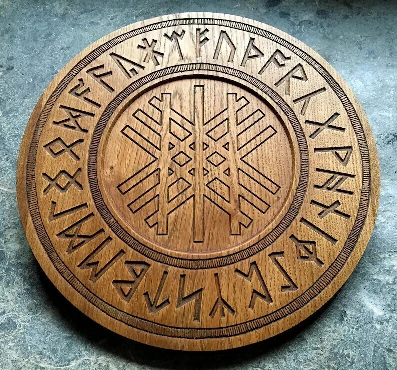 Anglo-Saxon Futhorc 24 Inches Oak Carved Rune Divination Board Altar ...