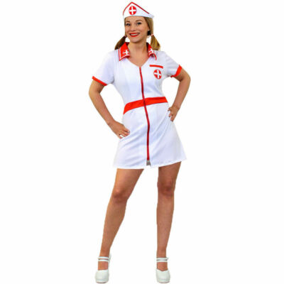 LADIES NURSE COSTUME HOSPITAL FANCY DRESS COSTUME ADULTS UNIFORM OUTFIT ...