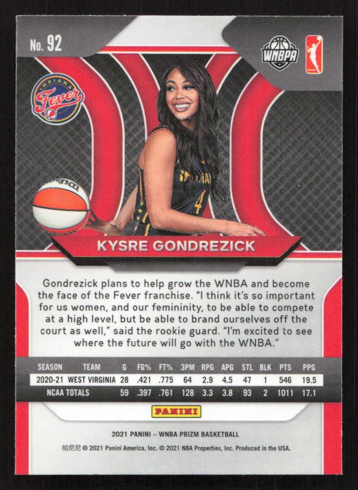 2021 Panini Prizm WNBA Kysre Gondrezick RC Rookie #92 Card | eBay