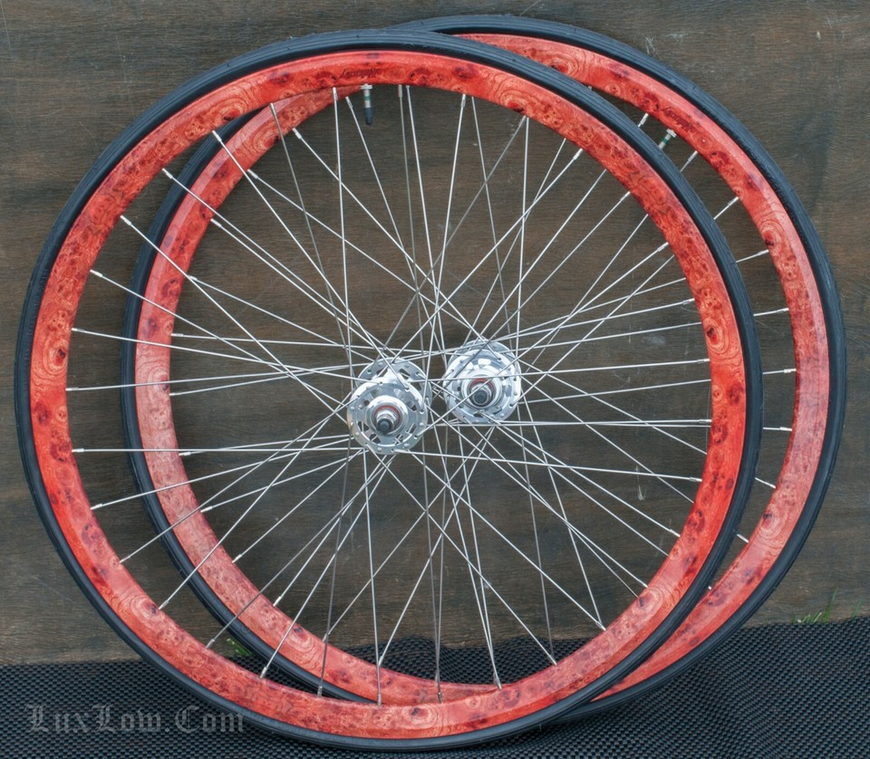 NOS Wood Bicycle WHEELS Velocity Deep V Rims Tires Vintage TOC Prewar ...