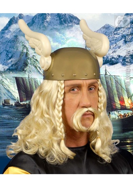Blonde Gaulois Wig With Moustache for Viking Nordic Celtic Gaul Fancy ...