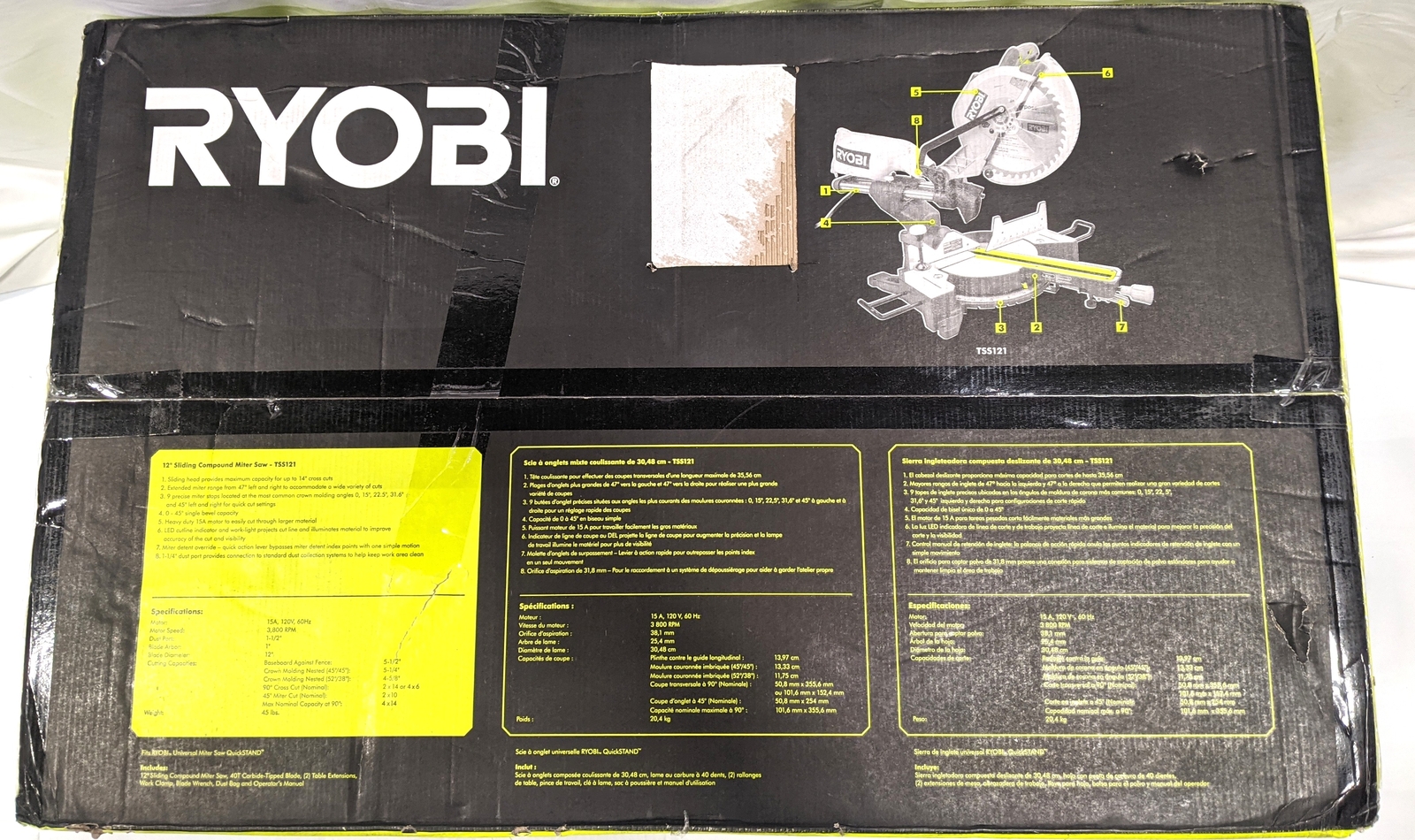 Ryobi 12" Sliding Compound Miter Saw With LED #TSS121 | eBay