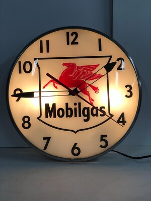 VINTAGE MOBIL OIL "PEGASUS" 1950'S WALL CLOCK BY THE PAM CLOCK CO ...