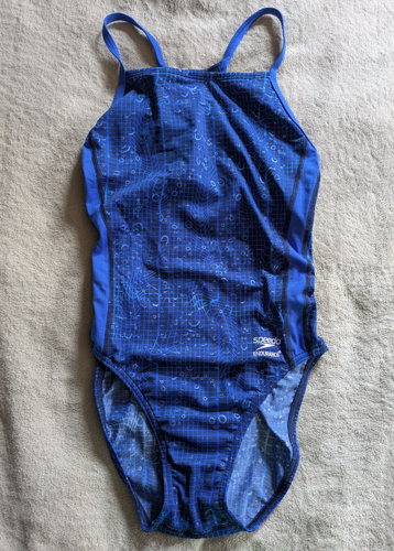 SPEEDO Endurance + One Piece Swimsuit Womens 8/34 Royal Blue Black Swim ...