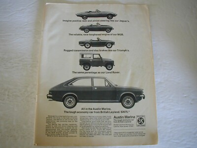 1973 AUSTIN MARINA BRITISH LEYLAND, CBS RECORD CLUB 2PG VINTAGE PRINT ...