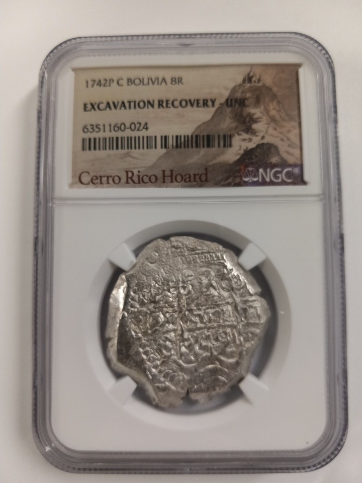 8 Reales Spanish Colonial Cob, Cerro Rico Hoard 1742P C Bolivia - UNC ...