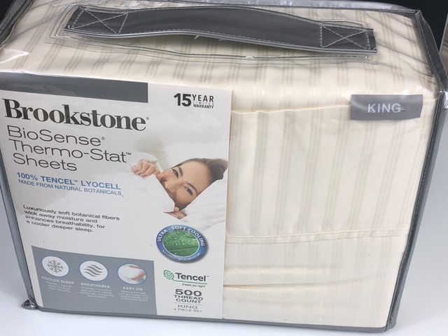 Brookstone Biosense 500 TC 4 Piece Sheet Set 100 Lyocell King Ivory ...