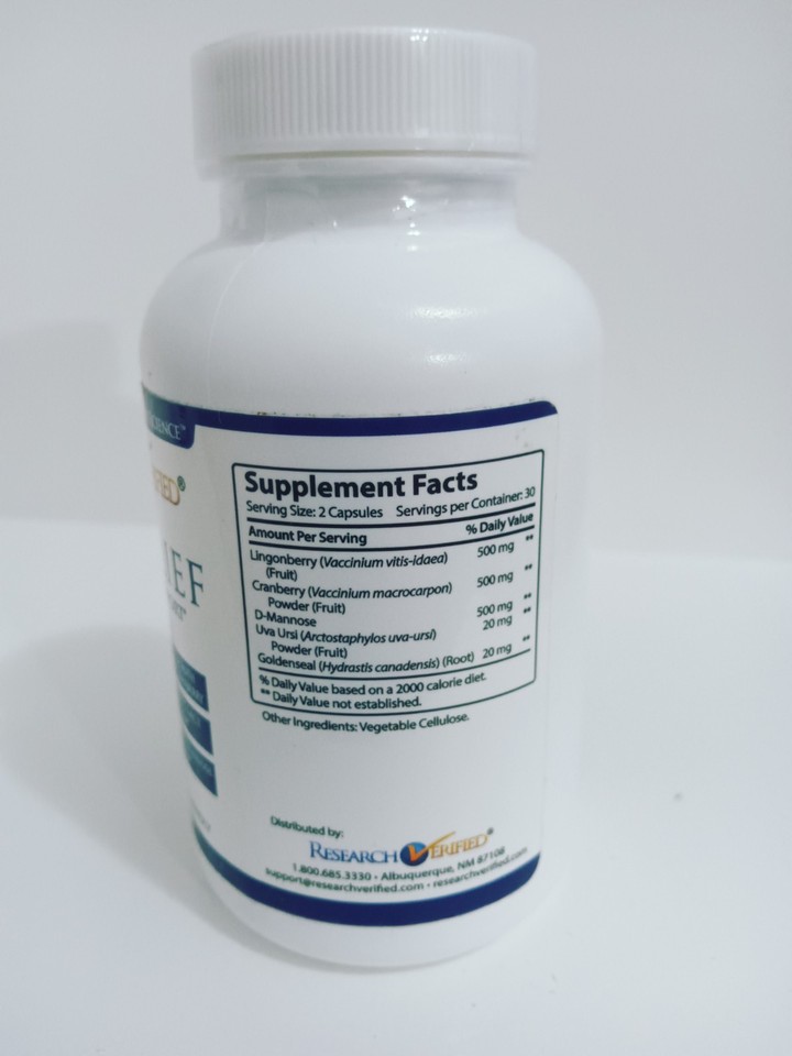 Research Verified UTI Relief Advanced Uti Support 60 Capsules Exp:4/26 ...