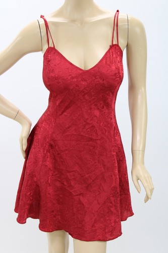 Vintage Victorias Secret Nightie Chamise Embossed Satin Red Nightgown L ...