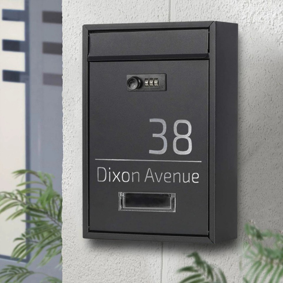 Personalised Post Box Large Letter Mail Box Steel Lockable Wall Mount ...