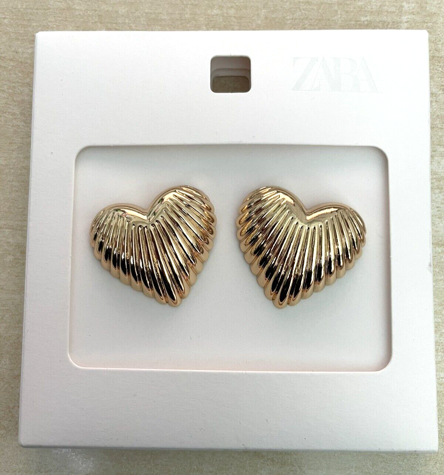 ZARA 2025 GOLDEN HEART EARRINGS REF 4736/086/303 | eBay