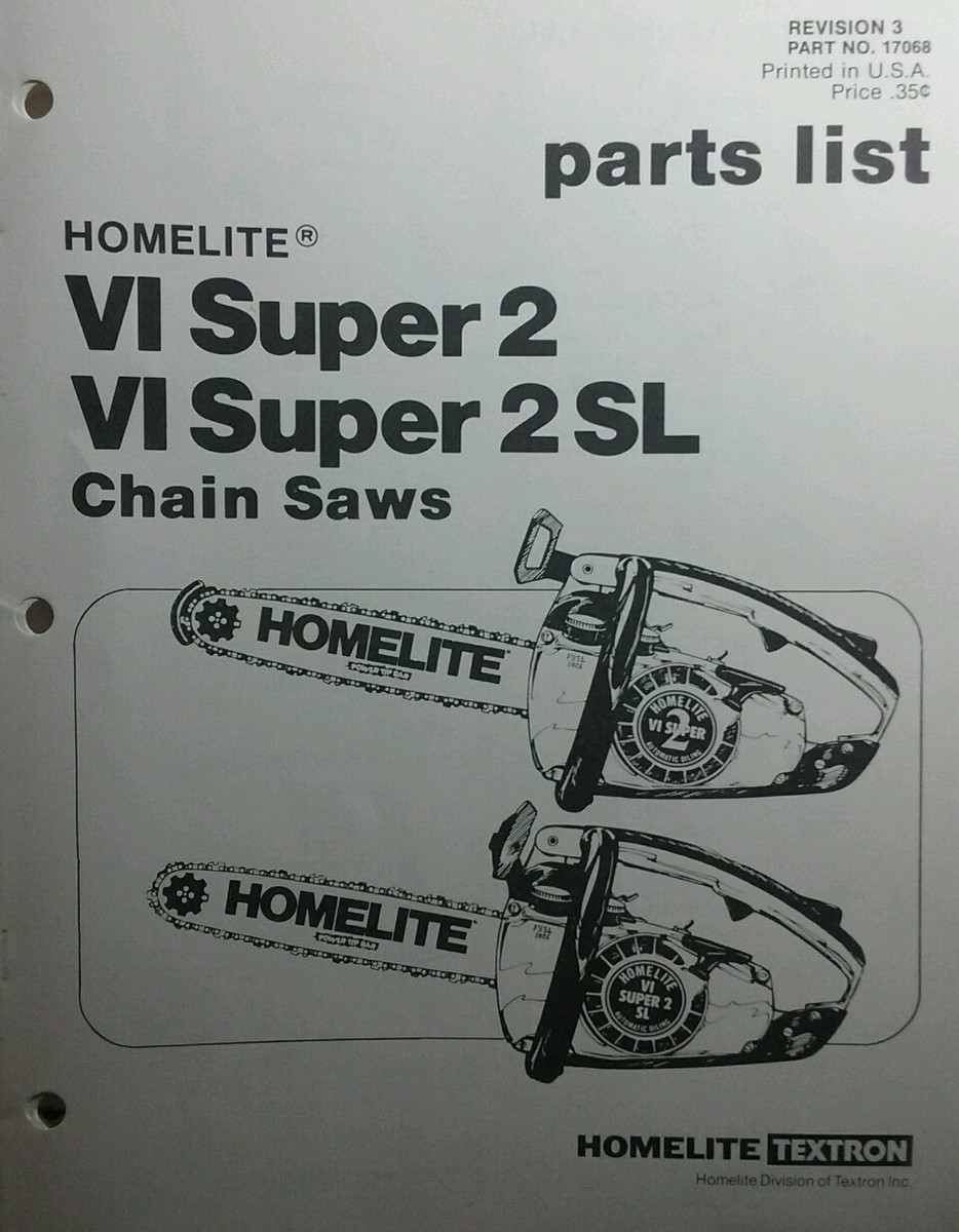 Xl Homelite Xl 101 Chainsaw Shop Manual