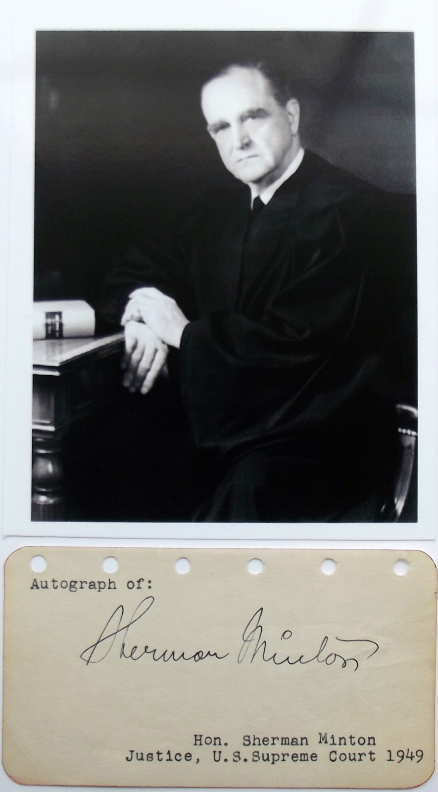 Associate Justice Sherman Minton Autograph Served 1949 to 1956 Supreme ...