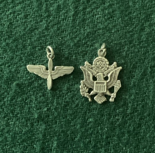 (2) Vintage US Military Insignia Sterling Silver Sweetheart Charm ...