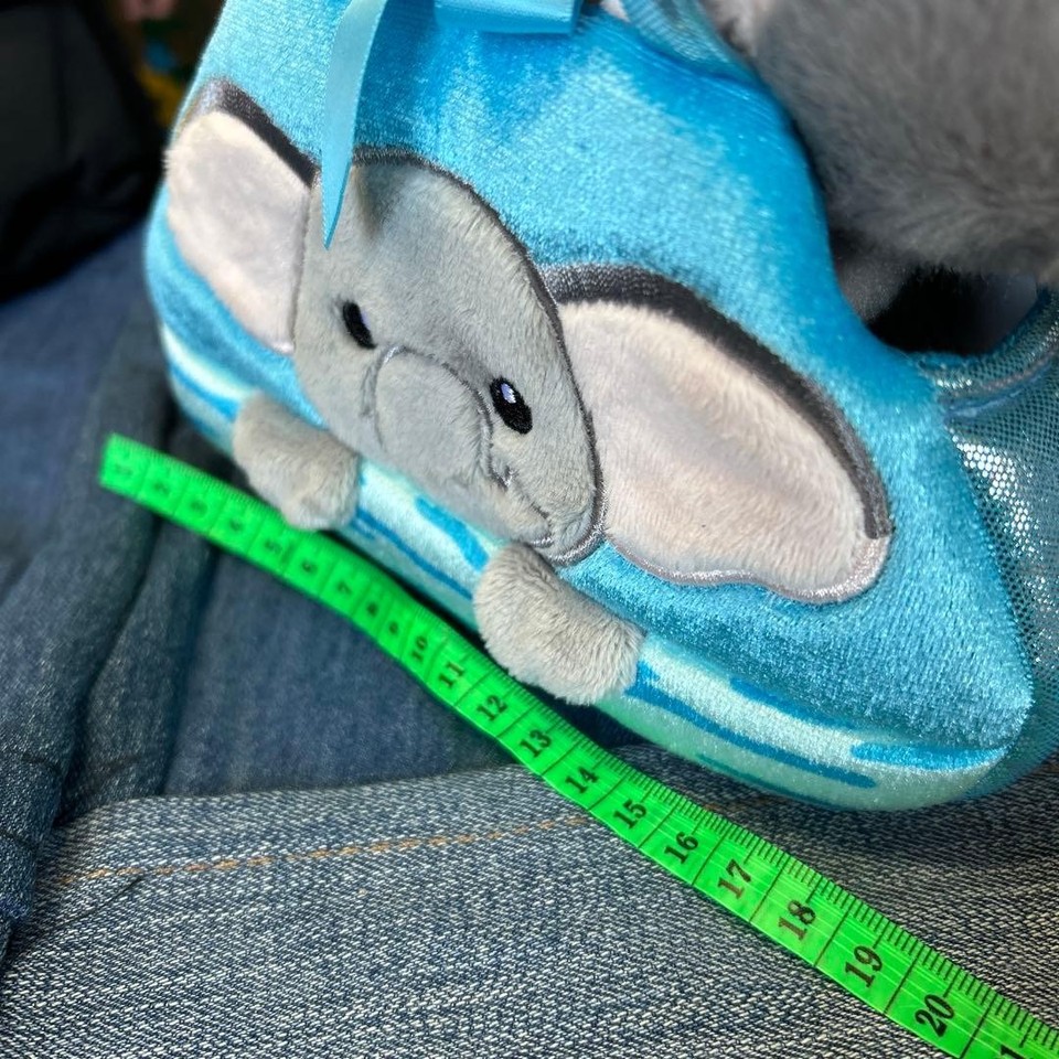 Elephant Design Plush Handbag, Blue Stuffed Animal Purse with Elephant ...