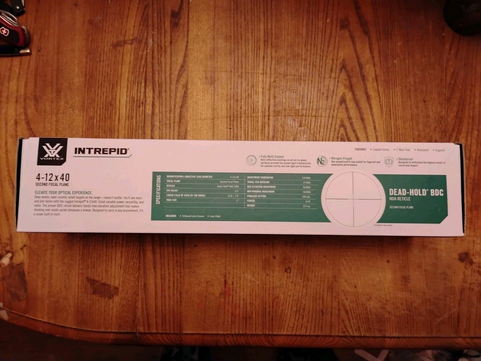 Vortex Intrepid Rifle Scope 4-12x40mm Dead Hold BDC Reticle Second ...